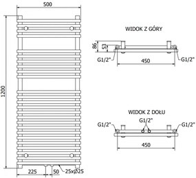 Mexen Sol, elektrické topné těleso 1200x500 mm + topná tyč 600 W, bílá, W125-1200-500-2600-20