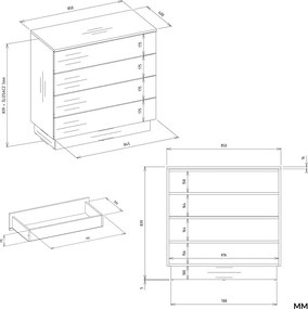 Komoda Amber 85 cm kašmírová II