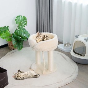 Costway Cat Tree Cat škrabadlo s měkkým sedákem sisalová věž pro kočky, béžový