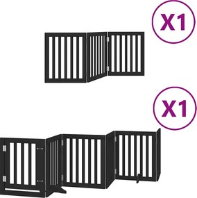 Zábrana pro psy s dvířky skládací 9 panelů černá 450 cm topol 3155653