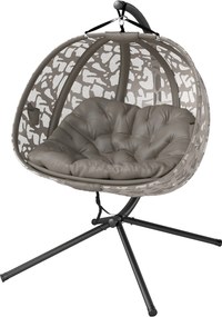 Závěsné křeslo Outsunny, houpací křeslo pro 2 osoby s polštářem, závěsné houpání s sklápěcím sedákem, boční kapsy pro vnitřní a venkovní použití, nosn