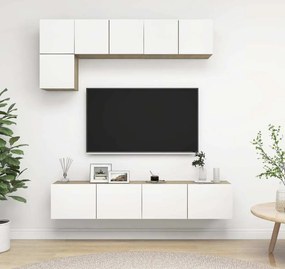 vidaXL 5dílný set TV skříněk dřevotříska [3079323] Barva: bílá s vysokým leskem