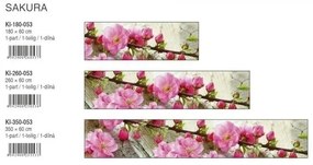 DIMEX | Fototapeta do kuchyně Sakura KI-350-053 | 350 x 60 cm | zelená, růžová