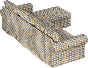 Potah na pohovku IKEA Ektorp 2-místná s lenoškou barva modrá látka pletený vzor, vzorované