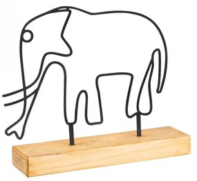 Kovová dekorace Elephant 30 cm černá