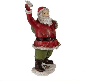 Vánoční dekorace Socha Santa s pytlem a holubicí - 13*10*23 cm