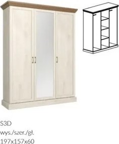 Šatní skříň Royal S3D, nordická borovice/ divoký dub