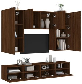 5dílná obývací stěna hnědý dub kompozitní dřevo
