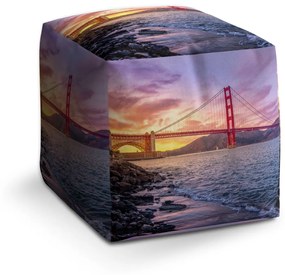 Sablio Taburet Cube Golden Gate 5: 40x40x40 cm