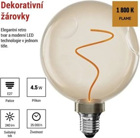 EMOS LED žárovka Filament jantar G125 4,5W E27 Z50B11