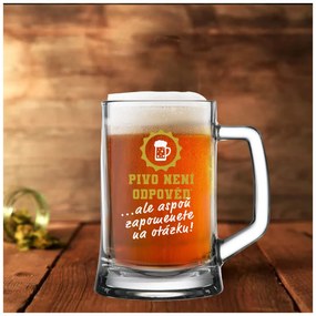 PIVO NENÍ ODPOVĚĎ, ALE ASPOŇ ZAPOMENETE NA OTÁZKU - pivní sklenička 0,5
