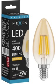 Mexen Vintis LED filamentová žárovka E14, C35, 4W, Teplá - 2200K, 400 lm, jantarová - L154-E14-0422-50