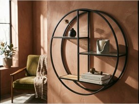 Černá/v přírodní barvě patrová kovová police 61 cm Mataram – Premier Housewares
