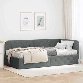 Rohový rám postele Tmavě šedá 90 x 190 cm textil 3394038