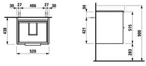 Laufen Base Skříňka pod umyvadlo 52 cm, 2 zásuvky, světlý jilm H4021721102621