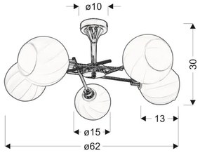 Lustr na tyči RAUL 5xE14/40W/230V