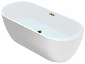 BPS-koupelny Volně stojící akrylátová vana HYD-POR503A 150x75 bílá, odtokový komplet zlatý