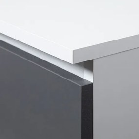 Šatní skříň S90 2D 2SZ CLP se zrcadlem, bílá/šedá