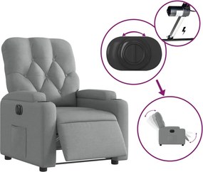 Elektrické polohovací křeslo světle šedé textil 3204686