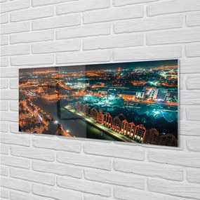 akrylový obraz Gdańsk River noční panorama 120x60 cm