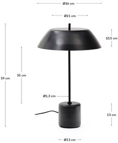 Černá mramorová stolní lampa s kovovým stínidlem (výška 58 cm) Sayra – Kave Home
