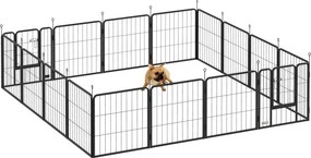 PawHut psí park, 16-panelový modulární a skládací výběh pro psa, přenosný kovový výběh 60H cm s dveřmi, oplocení pro kočky, štěňata a malá zvířata, v…