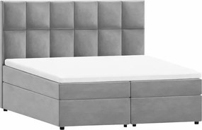 Světle šedá boxspring postel s úložným prostorem 200x200 cm Flip – Ropez