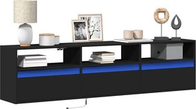 Nástěnná TV skříňka s LED svítidlem černá 180 x 31 x 45 cm 3307941