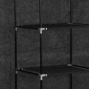 Šatní skříň s přihrádkami a tyčemi černá 150x45x175 cm textil - Default Title