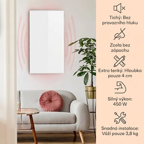 Klarstein Wonderwall 45, infračervený ohřívač, 59 x 90 cm, 450 W, týdenní časovač, IP24