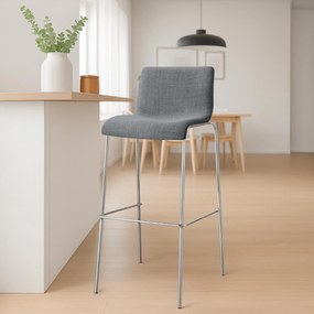 Sada 2 barových židlí Hoover látka čtyřnohá konstrukce chromovaná konstrukce – světle šedá