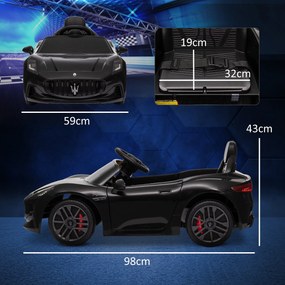 Dětské elektrické auto AIYAPLAY Maserati Gran Turismo Folgore, 12V s dálkovým ovládáním 2.4G, LED světla, hudba, klakson, MP3, auto pro děti od 3 do …