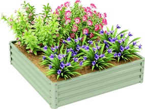 Outsunny Zvedený Zahradní Záhon, Květinový Box, Zeleninový Záhon, Sázecí Box, Bylinkový Záhon pro Zahradu, Terasu, Balkon, Ocel, Zelená, 120 x 120 x 3