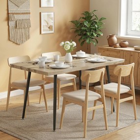 Jídelní stůl HOMCOM pro 4 osoby, 110 × 70 × 75 cm, moderní severský design, ocelový rám, deska s dubovým dekorem