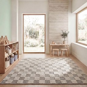 Zelený pratelný koberec s příměsí bavlny 155x230 cm Muted Checkerboard – Flair Rugs