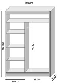 Šatní skříň Multi - 150/215/61 (sonoma)