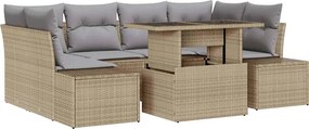 Set pohovek 7 ks Béžová a Světle šedá polyratan 3349116