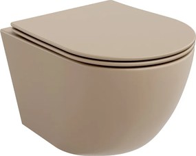 Mexen Lena wc mísa Rimless s pomalu klesající deskou slim, duroplast, matná cappuccino - 30224064