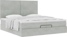 Osmanský rám postele s matracíes světle šedá 200x200cm samet 3313421