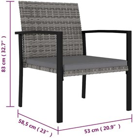 Zahradní jídelní židle 4 ks polyratan šedé 315113