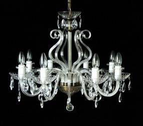 8 Arms Crystal chandelier with glass horns &amp; cut crystal almonds ANTIK