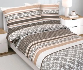 Bellatex Flanelové povlečení 140x220 cm, 70x90 cm Ornament Hnědá,Béžová