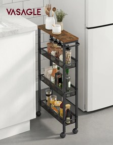 Pojízdný kuchyňský vozík Vasagle Compi 41 cm hnědý/černý