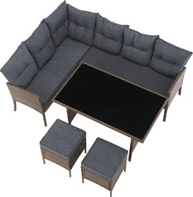 Zahradní ratanový set, přírodní/světle šedá, RANDI