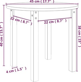 vidaXL Konferenční stolek Ø 45 x 40 cm masivní borové dřevo [822334] Barva: Bílá