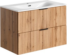 Comad Koupelnová skříňka s keramickým umyvadlem Adel Oak 80 cm - dub wotan