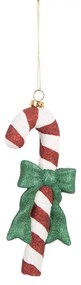 Červeno-bílá vánoční ozdoba třpytivá cukrová hůlka Candy Cane – 8x3x17 cm