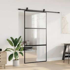 Posuvné dveře se sadou kování černé 102,5x205 cm Tvrzené sklo 3375876