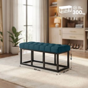 Lavice Amun látka černá konstrukce 100 cm – modrá