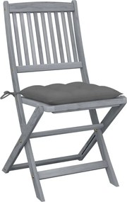 vidaXL Skládací zahradní židle s poduškami 6 ks masivní akáciové dřevo [3065450] Barva: Šedá